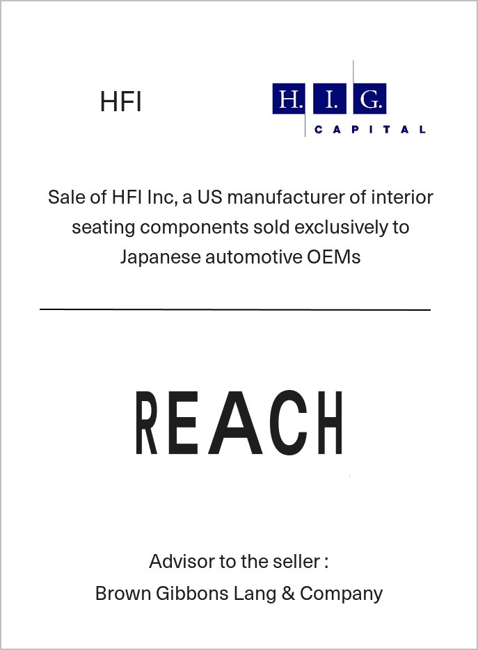 Sale of HFI Inc, a US manufacturer of interior seating components sold ...