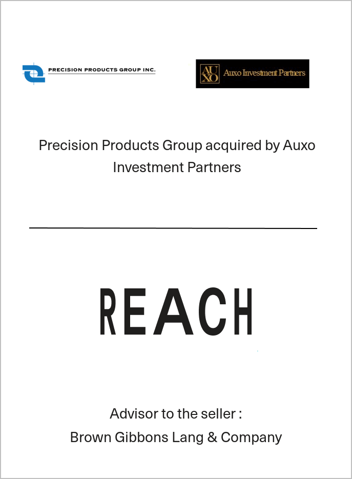 Auxo Investment Partners has acquired Precision Products Group