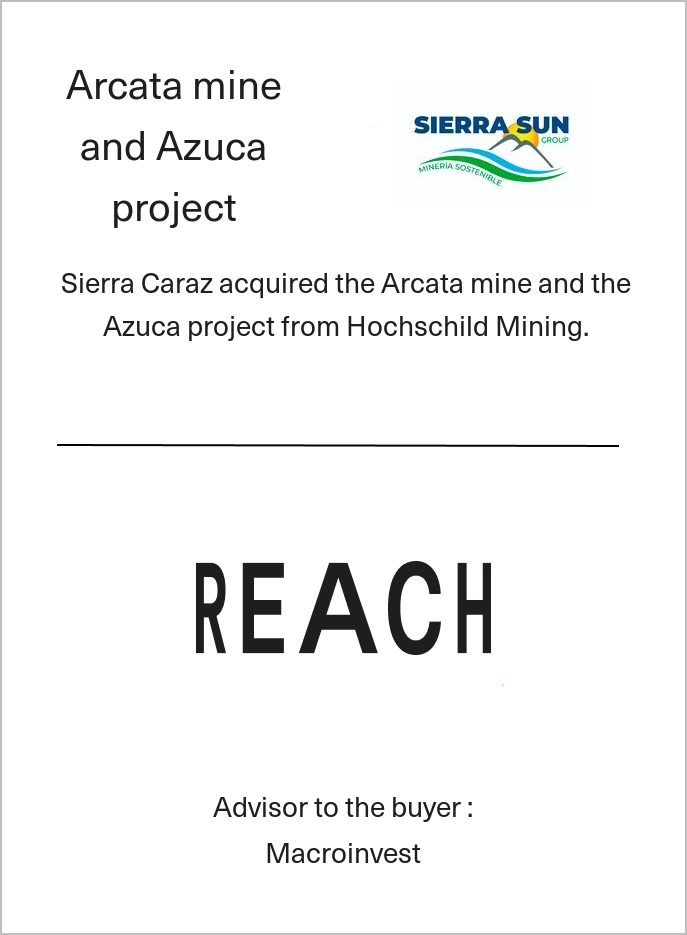 Sierra Sun Group has acquired Arcata mine and Azuca project