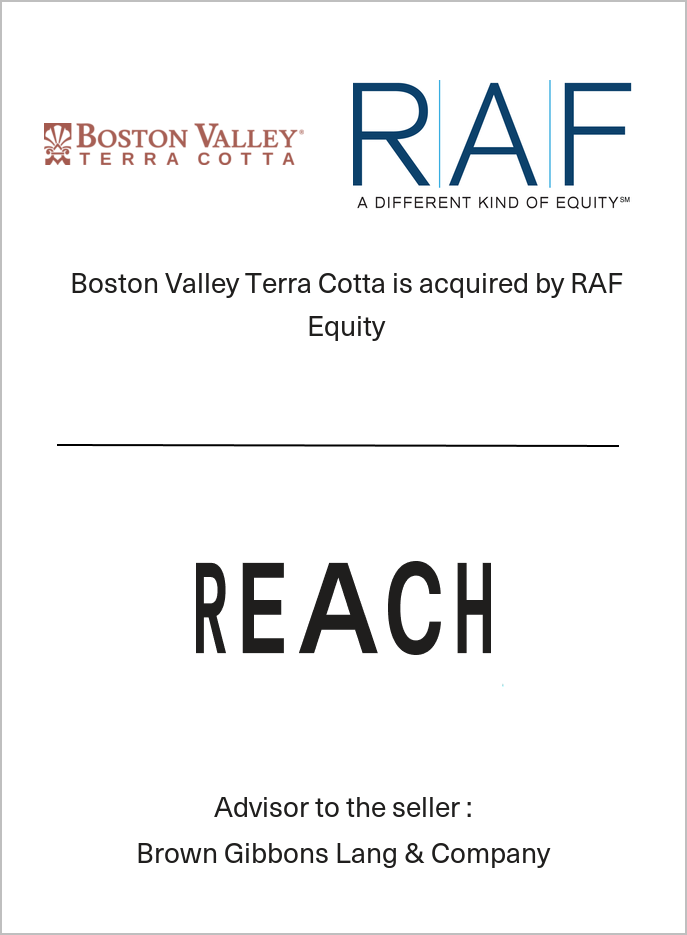 RAF Equity has acquired Boston Valley Terra Cotta
